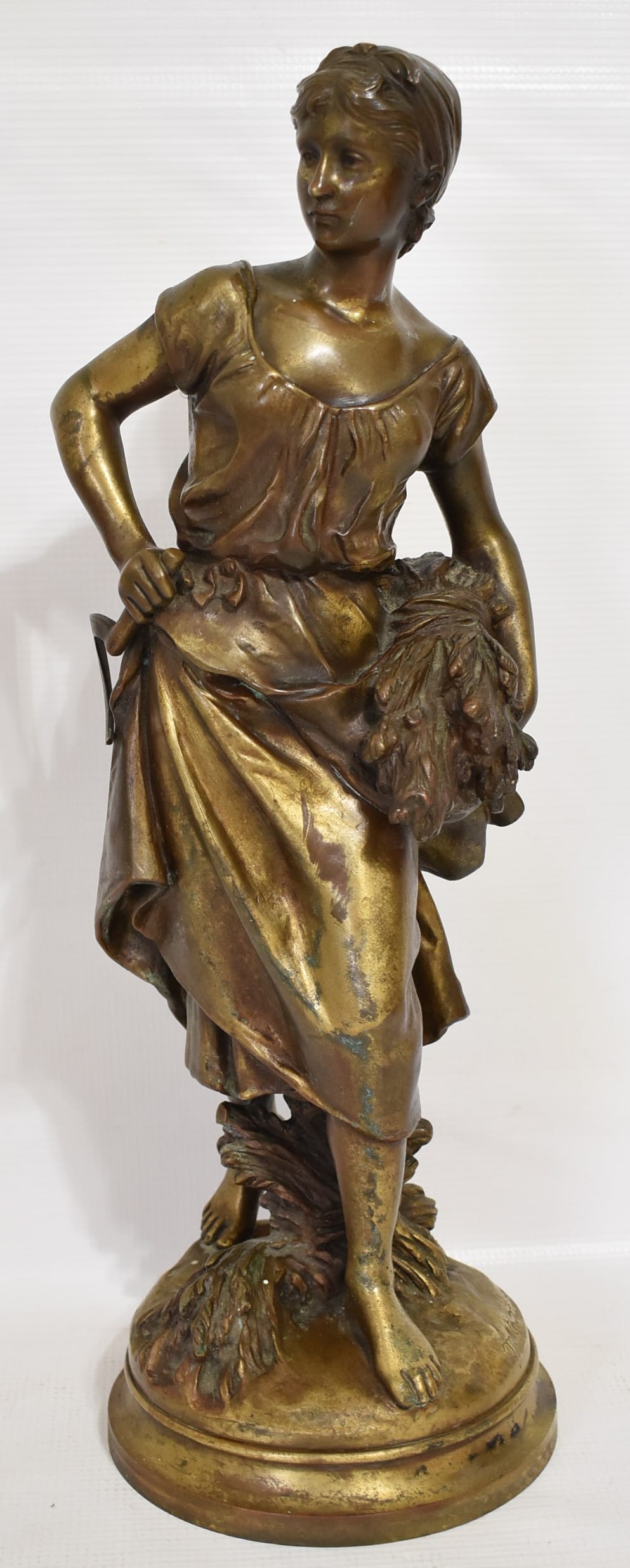 B. Classical Bronze "the Gleaner" Signed Math. Moreau Auction