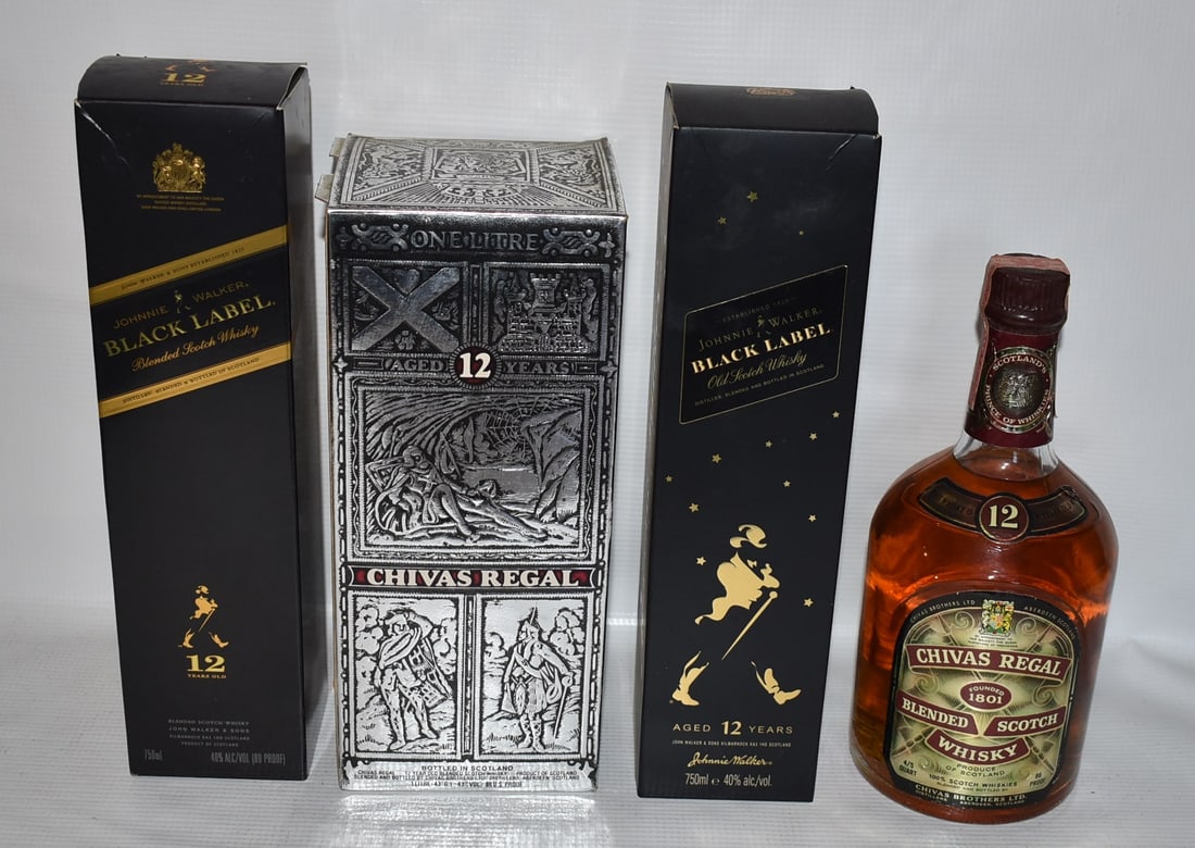 Lot (4) Assorted Collectable Scotch/whiskey Bottles Auction