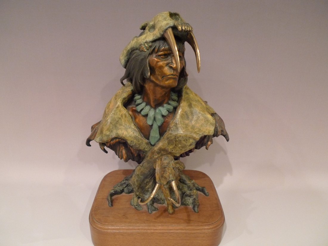 DAN GARRETT SIGNED NATIVE AMERICAN BRONZE SCULPTURE