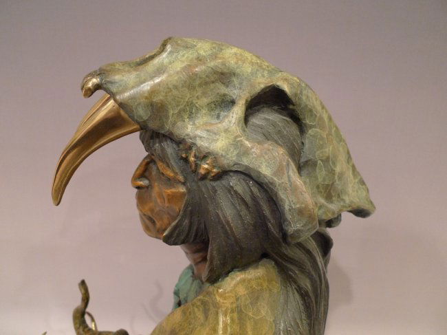 DAN GARRETT SIGNED NATIVE AMERICAN BRONZE SCULPTURE : Lot 69