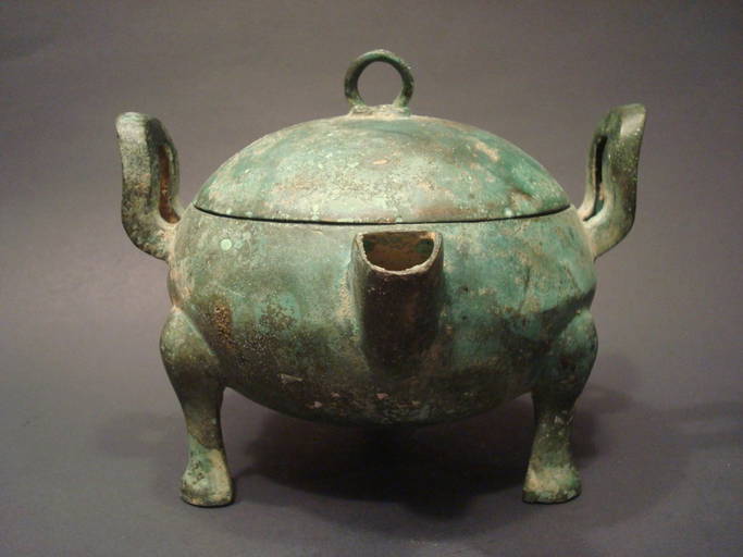 Antique Chinese Bronze Vessel, 5" H, 6 1/2" Wide.