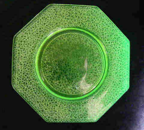 1205: McKee Crackle Plates Vaseline Glass