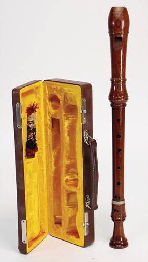 Alto Recorder, Baroque Style, Painted Rosewood, Signed