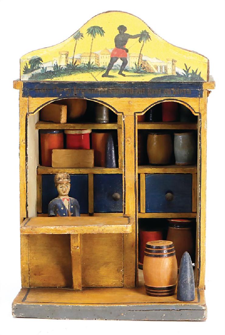small Biedermeier shop for colonial goods, painted
