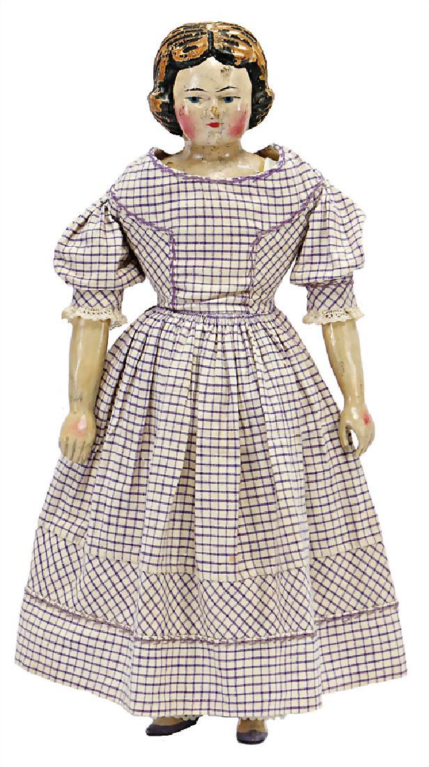 wood doll, c. 1820, Ober-Ammergau, head and hull are
