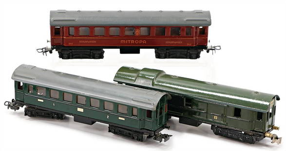Mã„rklin H0, 3 Items, Dining Car, 342, Sleeping Car, 343, Baggage Coach ...