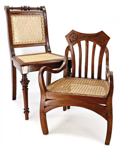 2 pieces, child chairs, 1 chair of it is infested by worms and the mesh ...