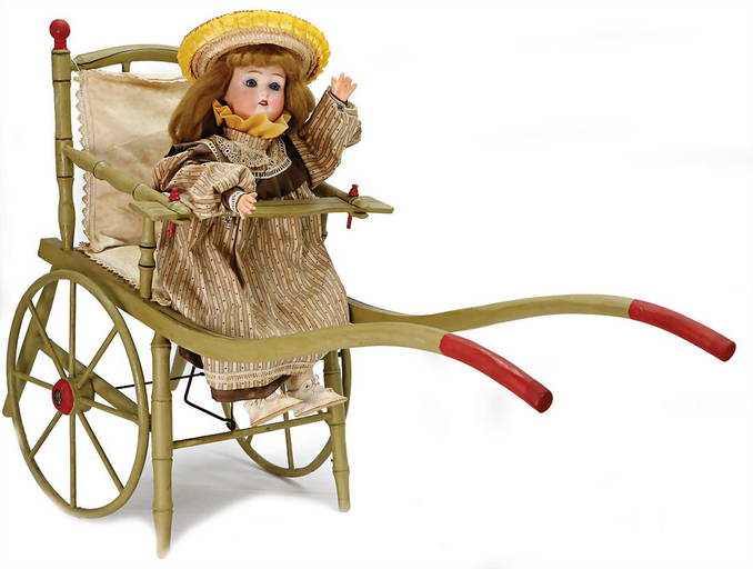 Doll's Pram, Semi Automatic Machine, With Doll, Wood, Colored, And ...