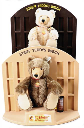 STEIFF 2 items, teddy-watch, clocks are missing, otherwise good ...