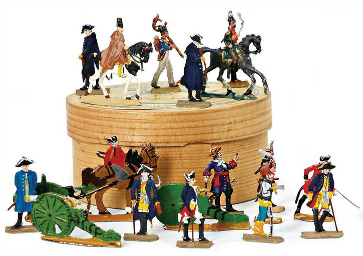 SCHILLER Nürnberg tin figures, 3.5 cm, flat, in a box made of chipboard ...