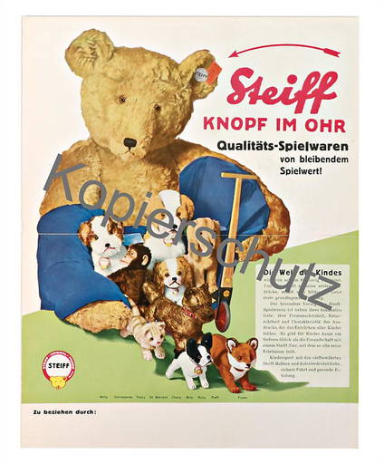 Steiff Suplement For Dealer Catalog, Partially Colored Illustrated ...