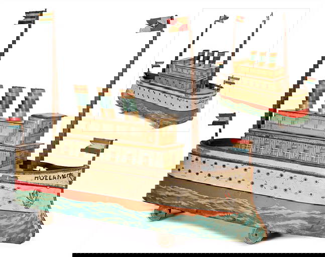 Cookie Box, Ocean Liner, With 3 Funnels, Sheet Metal, Lithographed ...