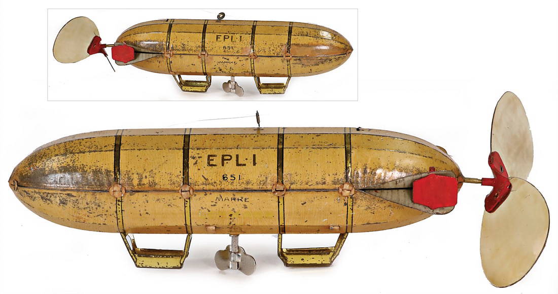 Lehmann Epli 651, Zeppelin, Sheet Metal, Lithographed, 20 Cm, Clock ...