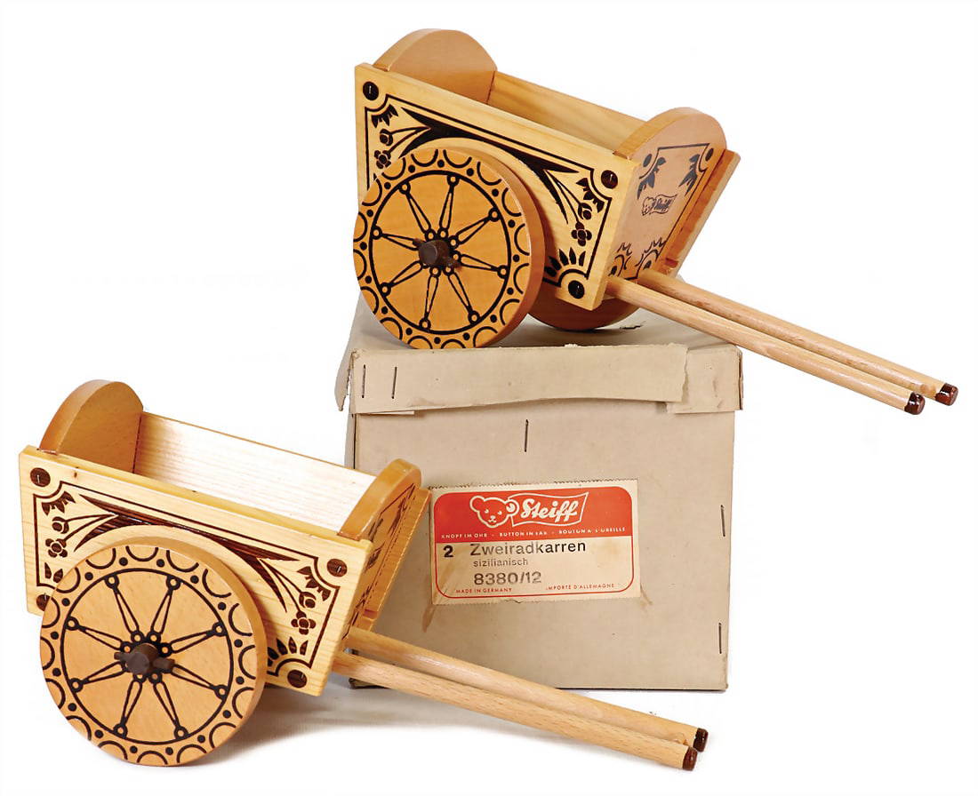 Steiff Wooden Toys, 2 2-wheel-cart, Sicilian, No. 8380/12, Unused ...