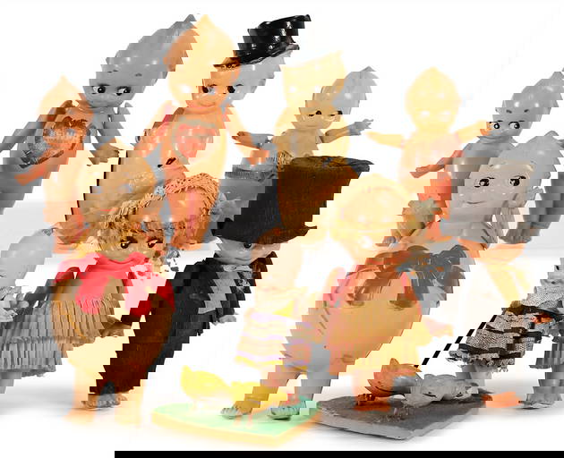 Celluloid Kewpies, 2 Kewpies In An Egg, 6 And 9.5 Cm, Wedding Lot ...