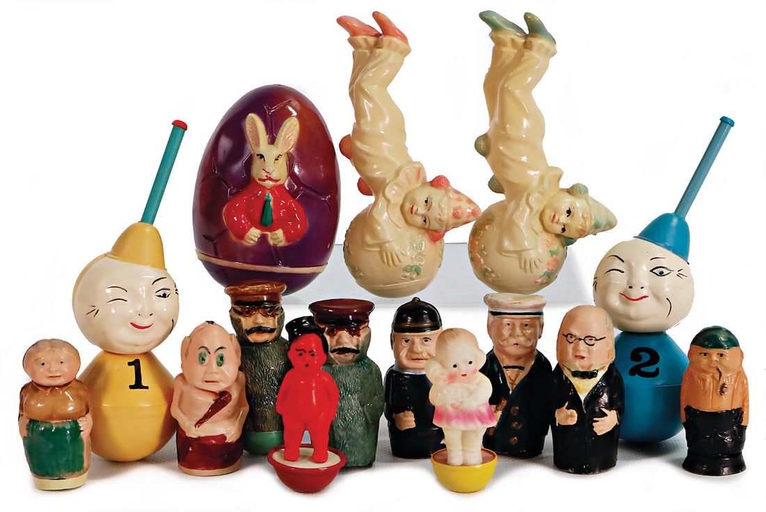 Mixed Lot Of Celluloid, Roly-poly Figures And Rollis, 16 Pieces, 4.5 ...
