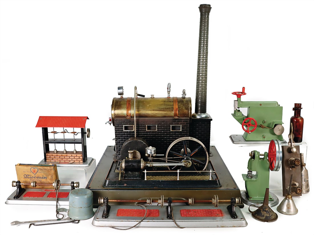 Märklin Steam Engine, Lying Kettle, Surface Area 34x34 Cm, Kettle With ...