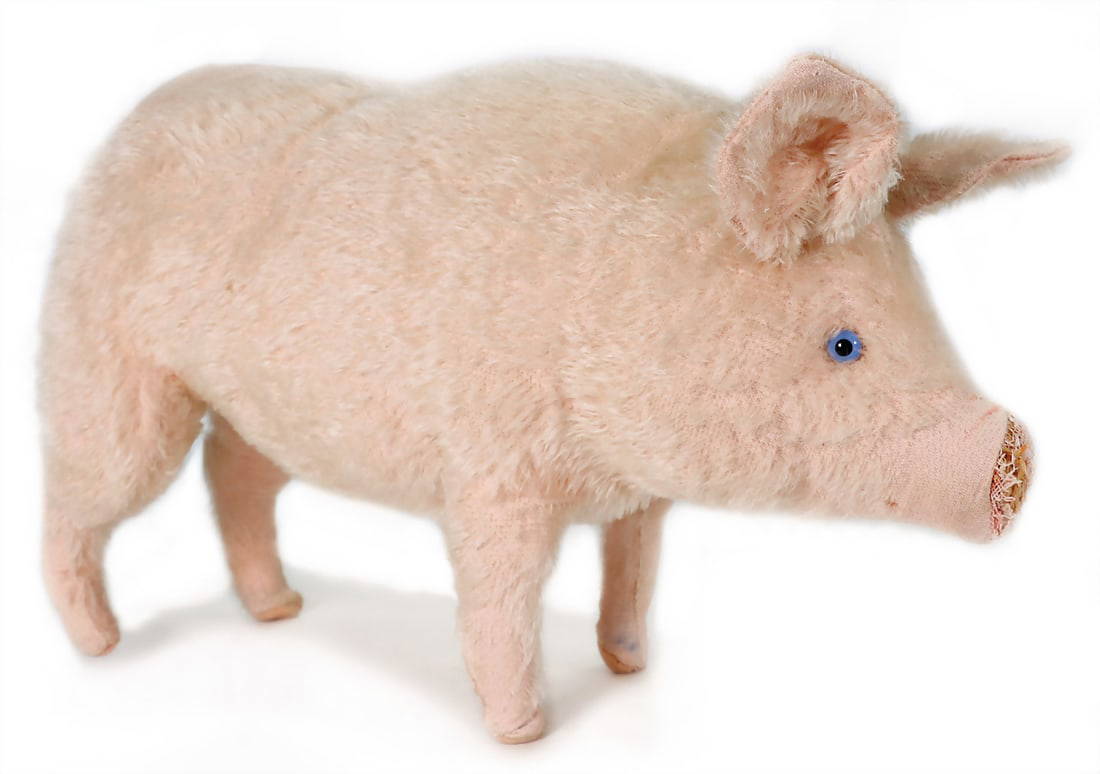 Steiff Squeaking Pig, Produced Around 1940, Height: 25 Cm, Length: 37 ...