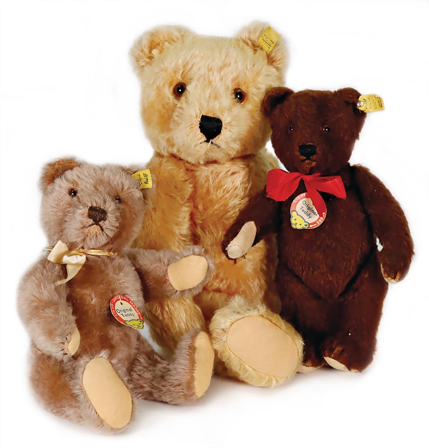 Steiff 3x Original Teddy, 1x Corn-colored, With Button, Chest Label And ...