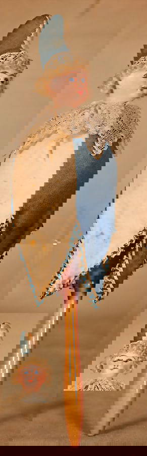 Stick Puppet, With Music Mechanism, 29 Cm, Bisque Head, Closed Mouth ...