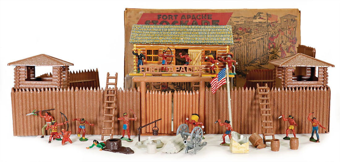 Louis Marx & Co Fort Apache Stockade, In Original Box, Sheet Metal And ...