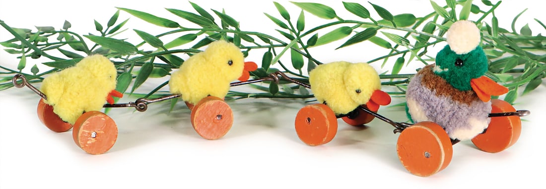 Steiff Ducks Chain, Produced 1934-41, Made Of Nomotta-wool, Duck Pull ...