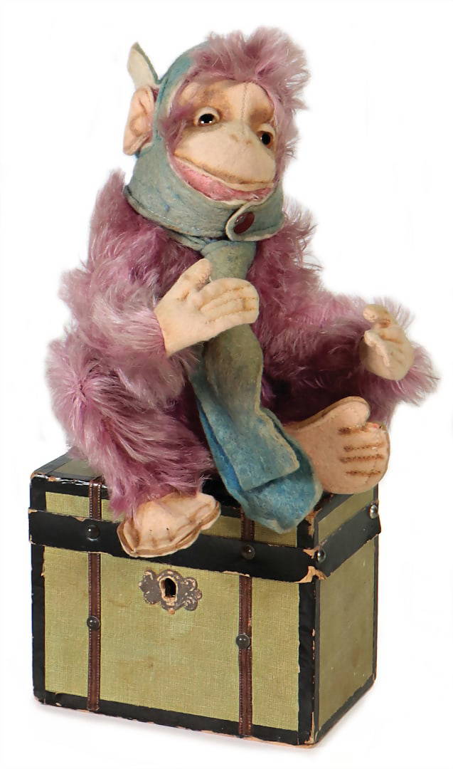Henza Unusual Mascot Monkey, C. 1925, Lilac Long Mohair, Felt Face ...