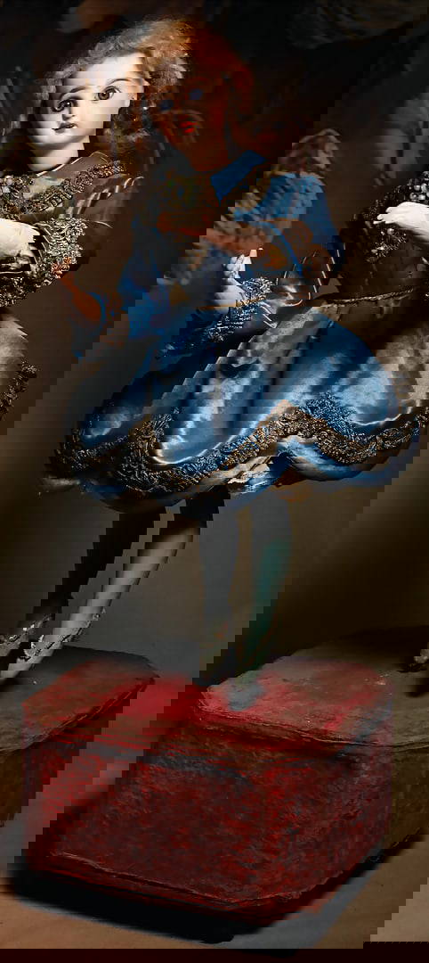 Jumeau Doll Automaton, Ballerina, In Blue Robe, Bisque Head, Blue ...