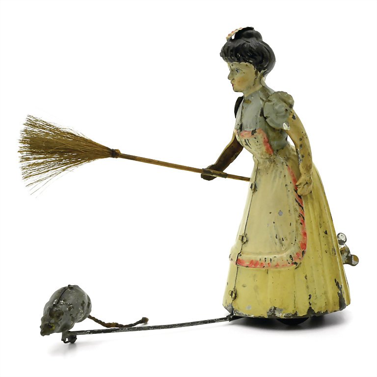 Bing, Gebr. maid with brush and mouse, sheet metal,