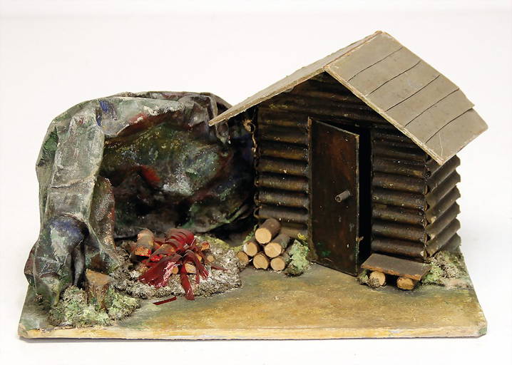 Small Diorama, Log Cabbin With Fire Place, Surface Area