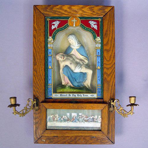 Catholic Sick Room Last Rites Kit Oak Box