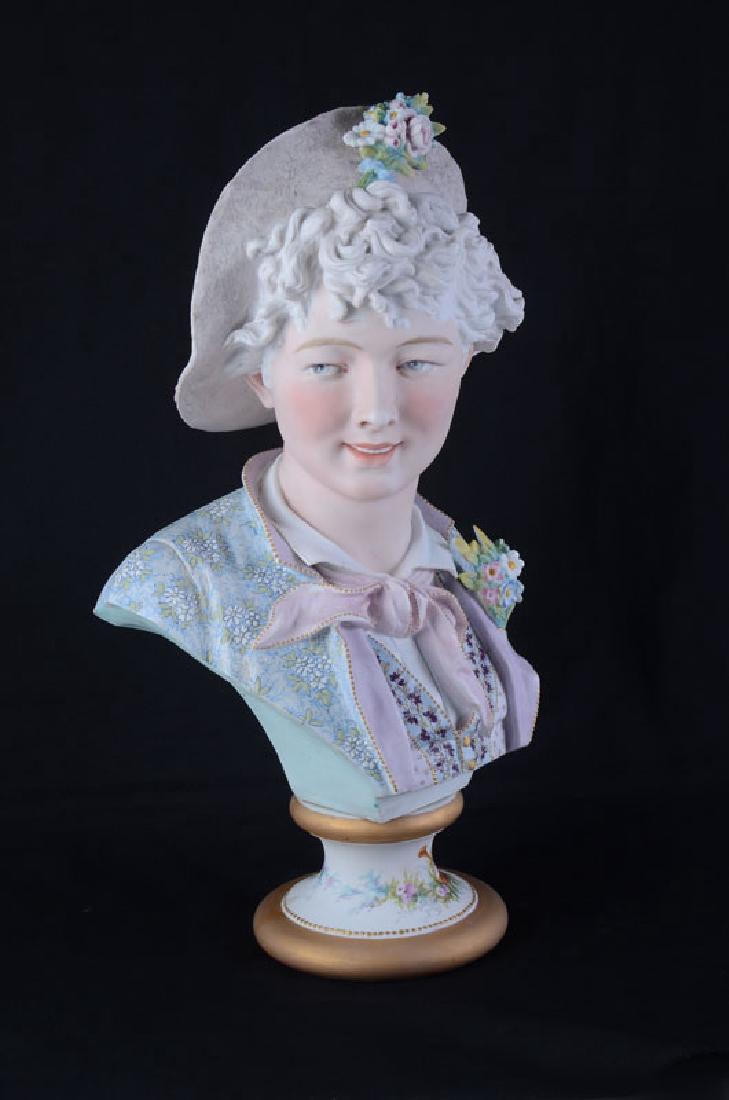 SIGNED PAUL DUBOY HAND PAINTED BISQUE BUST OF A WO