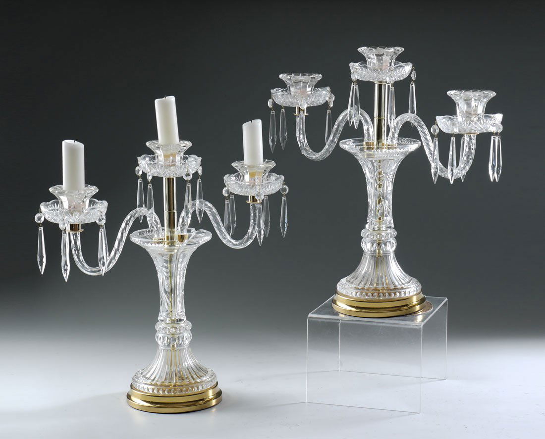 PAIR OF WATERFORD QUALITY CRYSTAL 3 LIGHT CANDELABRA