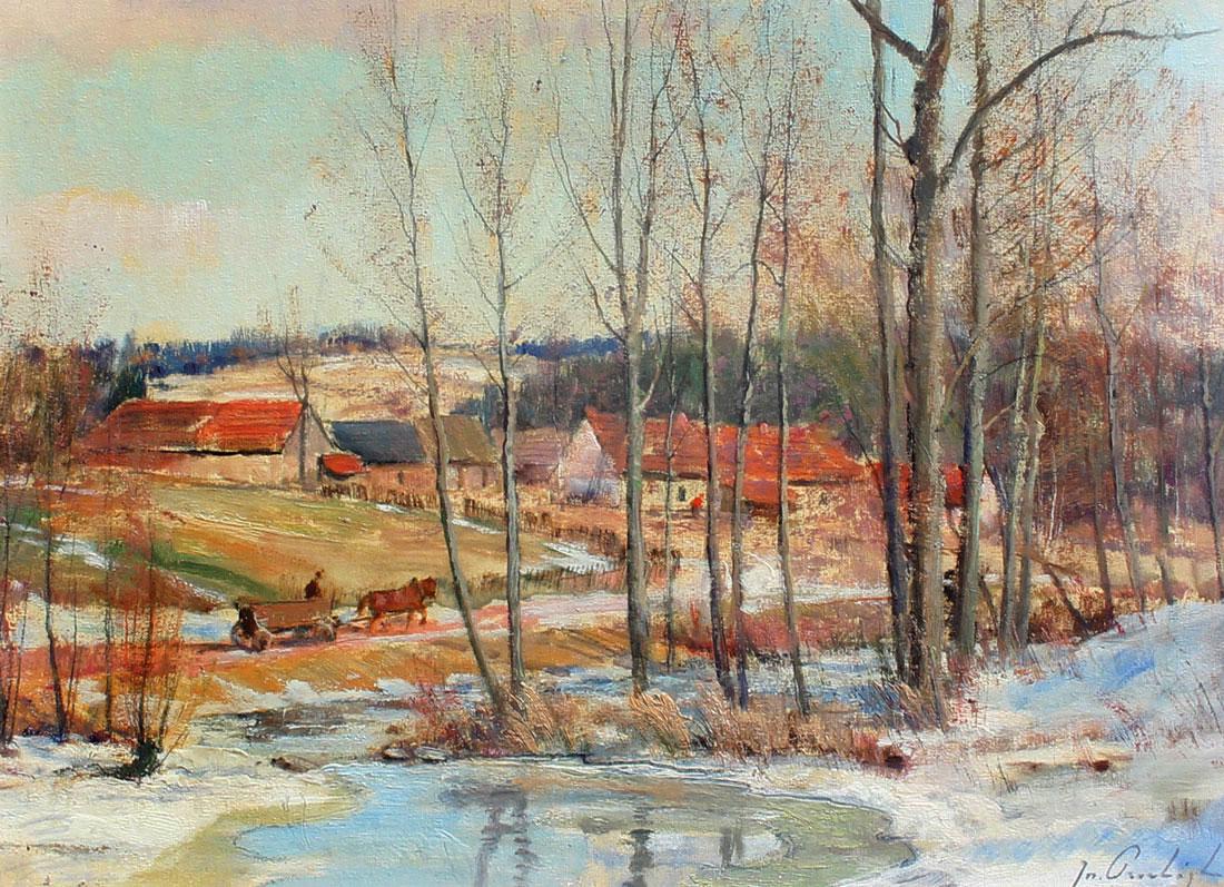 JOSEF PROCHAZKA CZECH WINTER LANDSCAPE PAINTING
