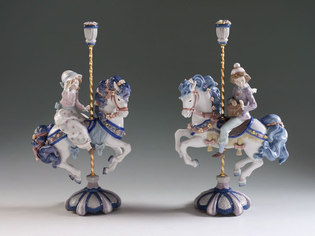 PAIR CAROUSEL HORSE LLADRO FIGURINES 5731 & 5732