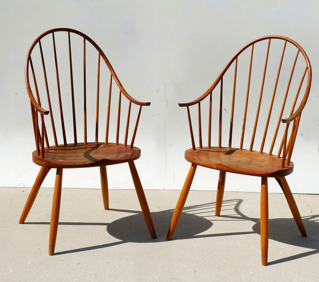 2 THOMAS MOSER SIGNED CONTINUOUS ARM CHAIRS