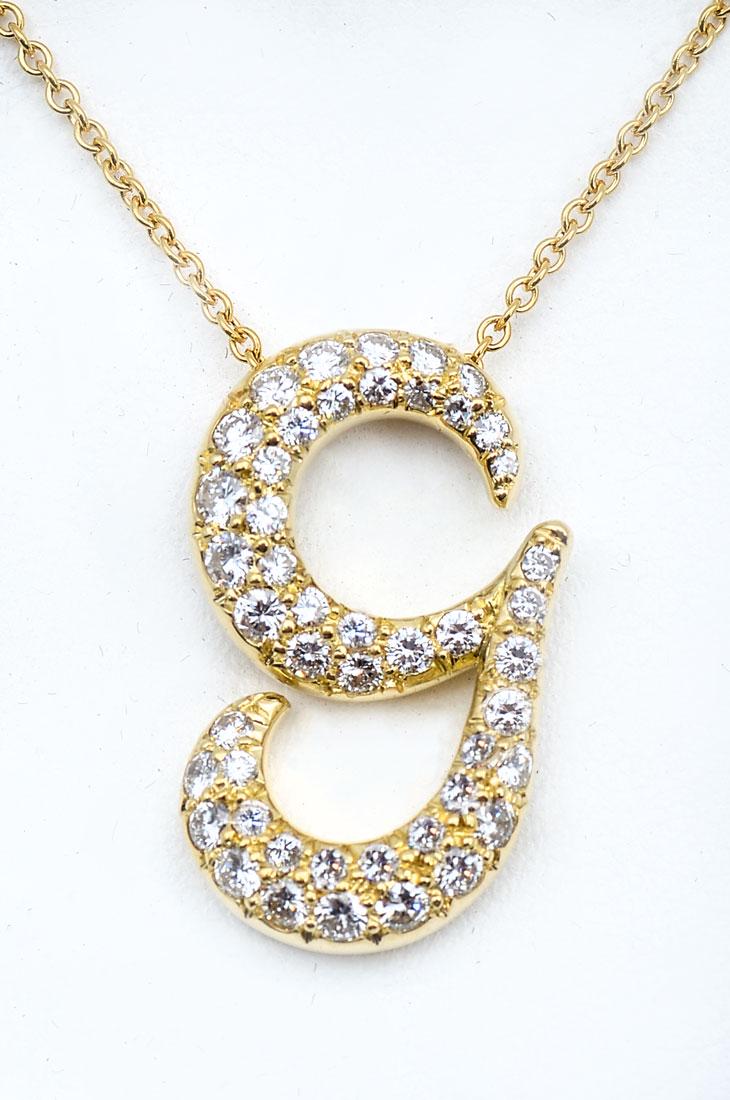 18K INITIAL DIAMOND PENDANT & VCA CHAIN