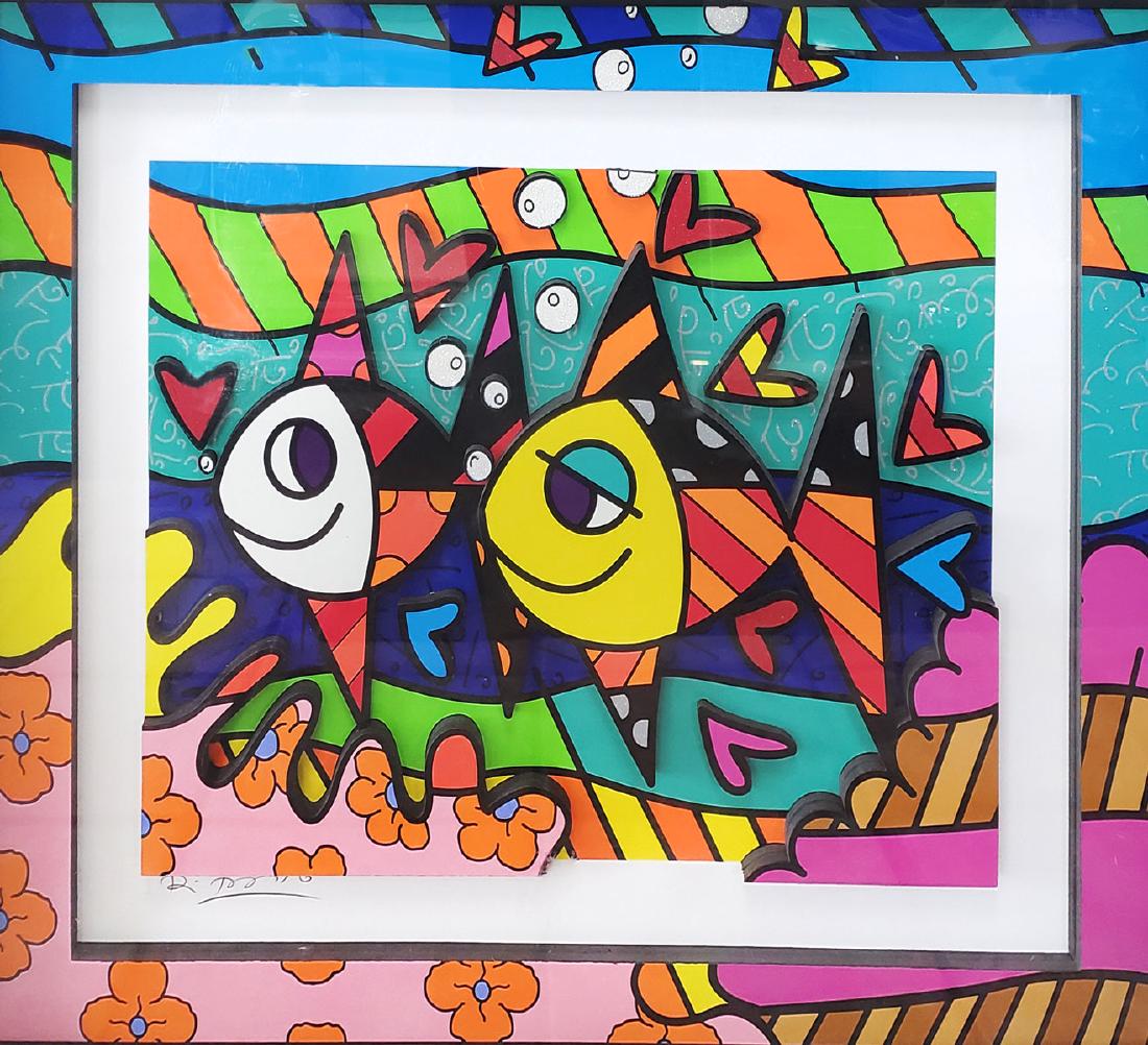ROMERO BRITTO MIXED MEDIA TROPICAL FISH