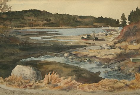 1431: ELIOT BEVERIDGE RIVER SCENE PAINTING