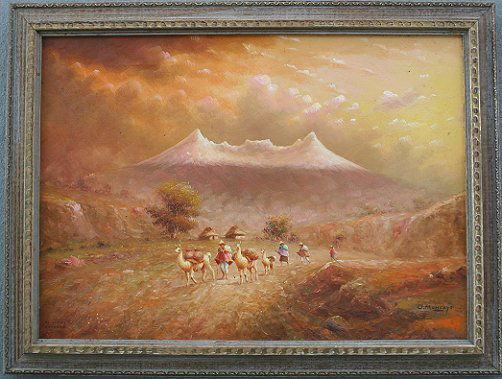 1416: PERUVIAN O. MONCAYO ECUADOR PAINTING