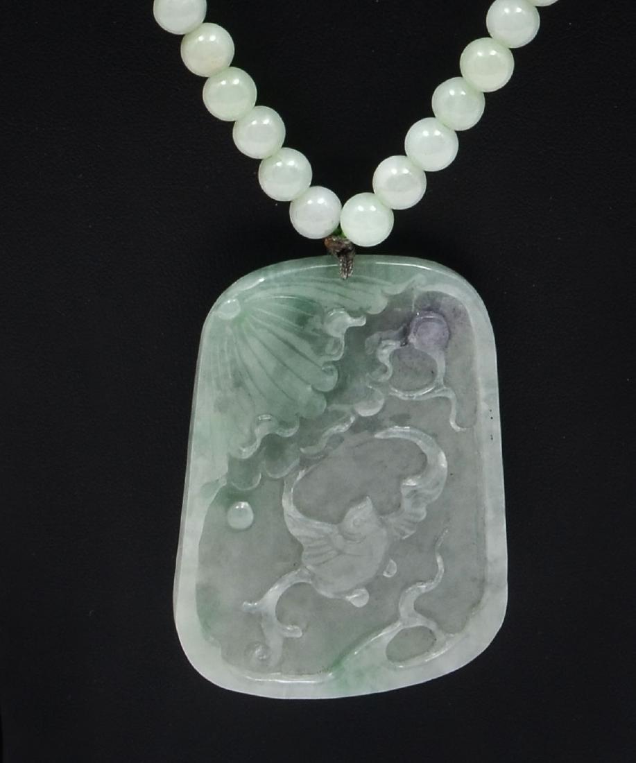 LIGHT GREEN NATURAL FEI CUI JADE PENDANT & NECKLAC