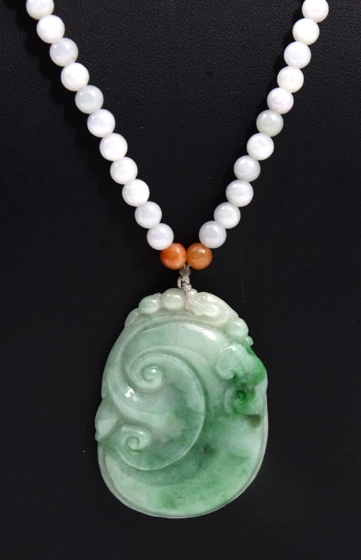 LIGHT GREEN NATURAL FEI CUI JADE PENDANT & NECKLACK