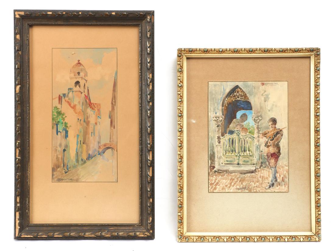 PAIR OF RASCOVICH WATERCOLOR PAINTINGS