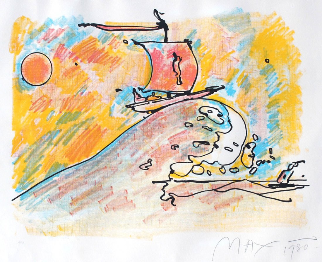 PETER MAX LITHOGRAPH SAILBOAT ON A WAVE