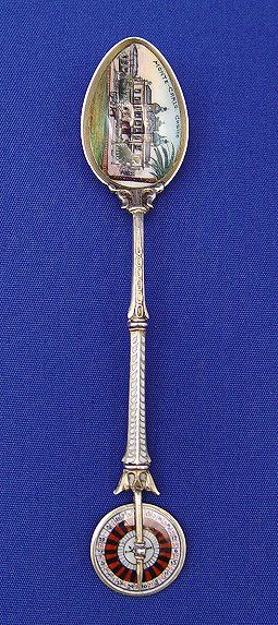 9A: ENAMELED SILVER MONTE CARLO ROULETTE WHEEL SPOON