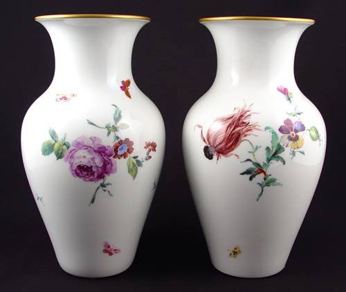Pair Hand Painted Kpm Vases