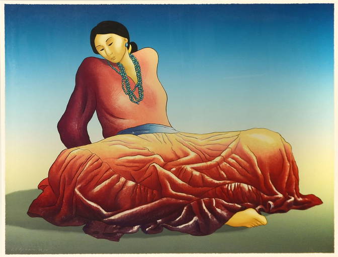 R. C. Gorman Seated Indian Girl Lithograph