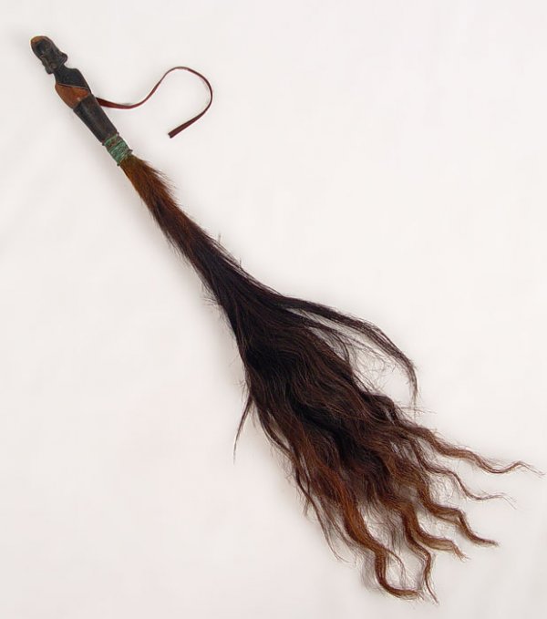 1160: CARVED FIGURAL AFRICAN FLY WHISK