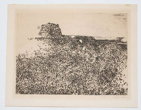Chaim Koppelman Etching Beach Crowd