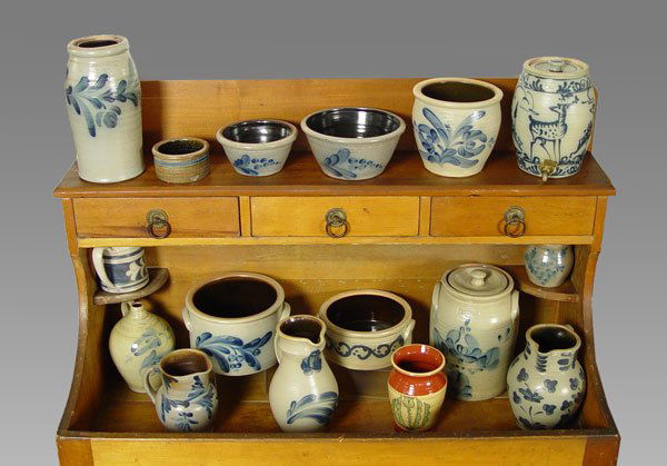 79A: 15 PC LOT WISCONSIN POTTERY SALT GLAZE POTTERY